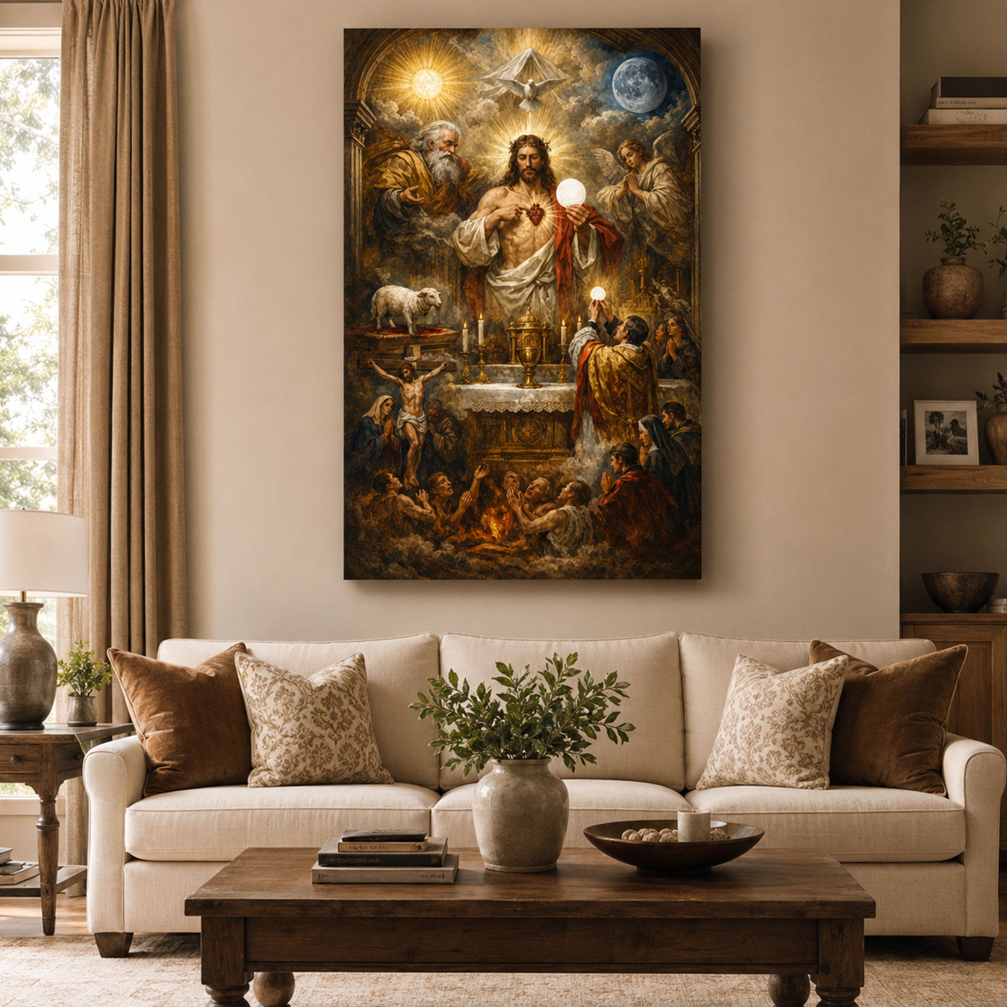 Jesus Christ Sacred Heart Wall Art, Catholic Canvas Print, Eucharistic ...