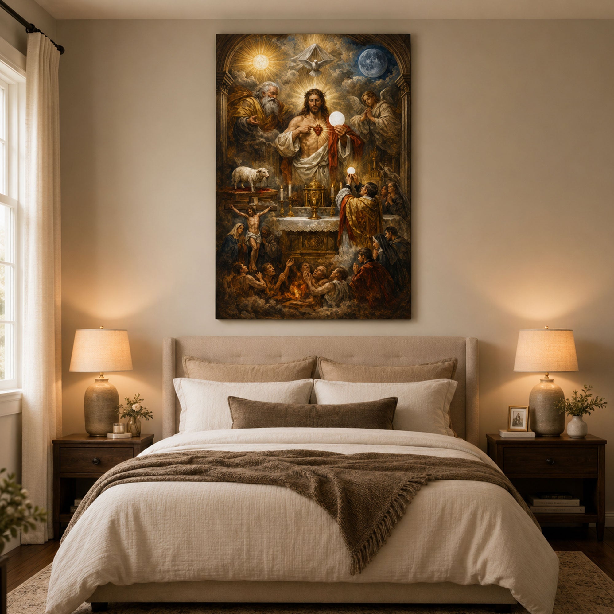Jesus Christ Sacred Heart Wall Art, Catholic Canvas Print, Eucharistic ...