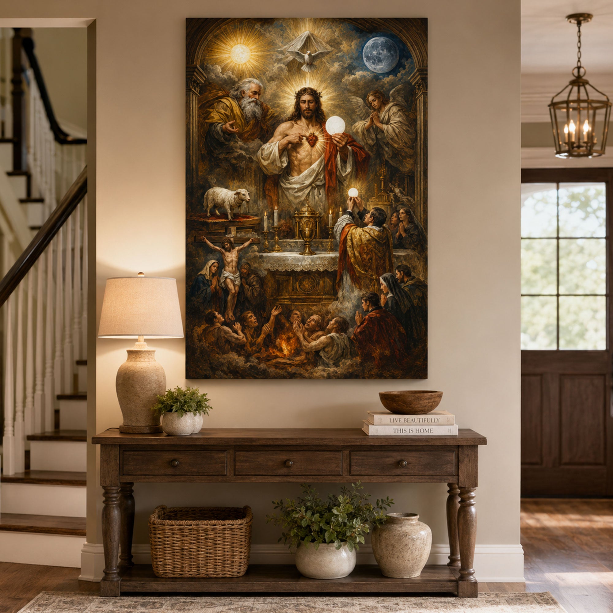 Jesus Christ Sacred Heart Wall Art, Catholic Canvas Print, Eucharistic ...